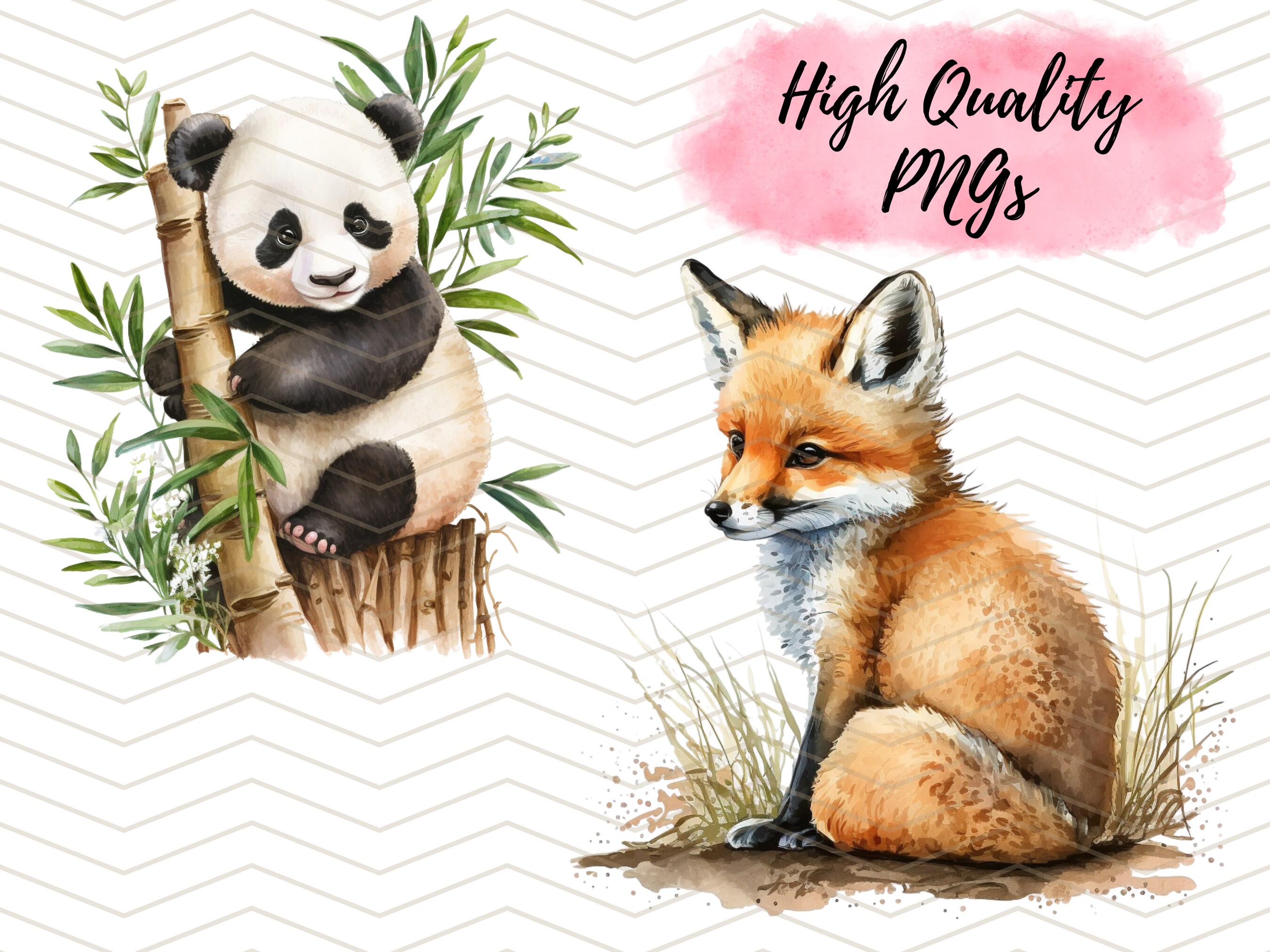 Baby Animals Watercolor Clipart - Cute Animal Clip Art - PNG for ...