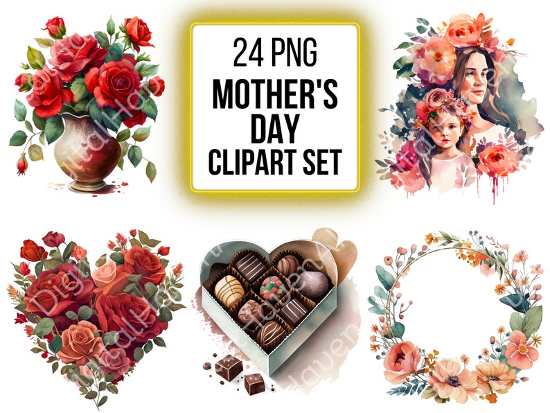 Clipart Mothers Day PNG Floral Clip Art Flower Heart Clipart Love ...