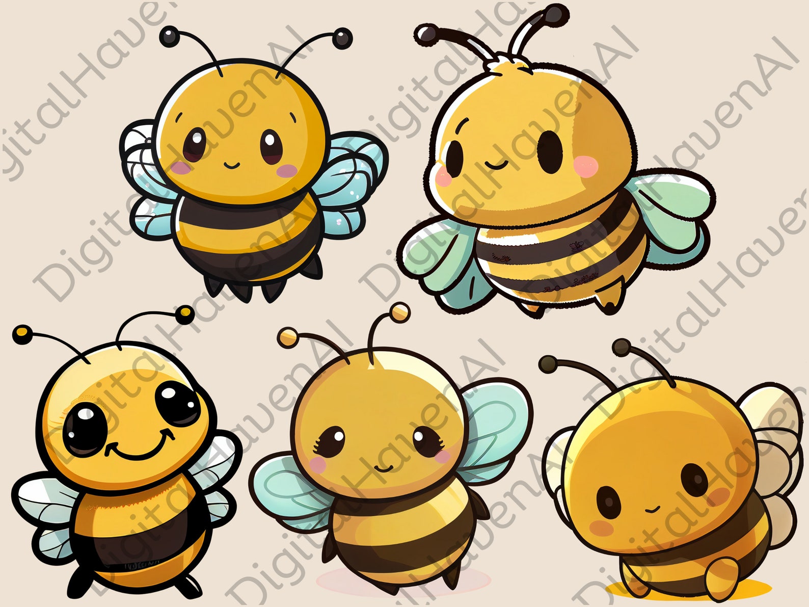 Bee PNG - Spring Clipart - Bees Clipart - Honey Bee PNG - Kawaii Bees ...