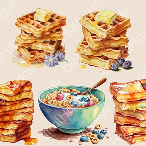 Clipart Breakfast PNG Pancakes Waffles Food Drink Watercolor Clip Art ...