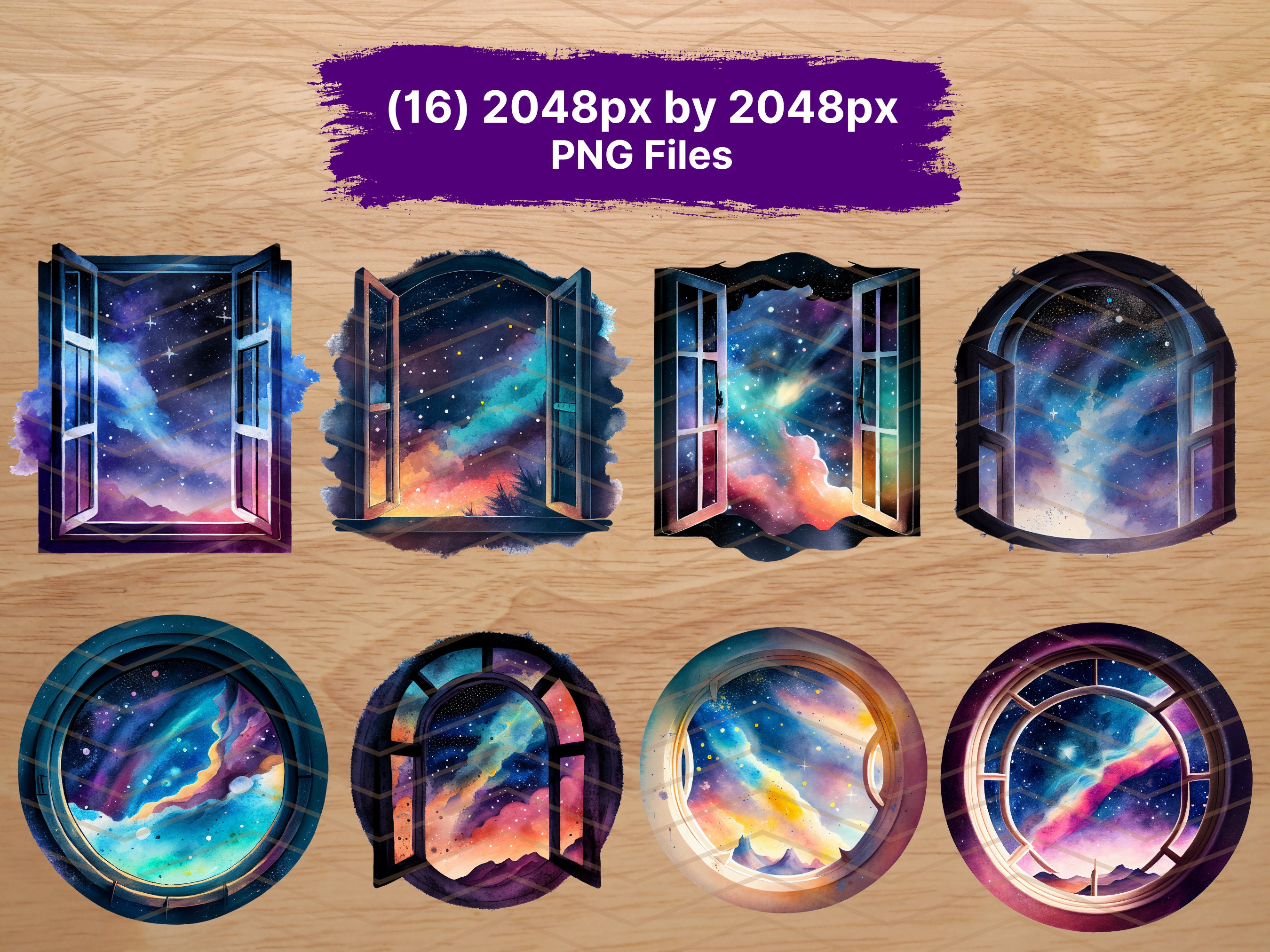 Watercolor Galaxy Windows Clipart - Space Window Clip Art - 16 PNG ...