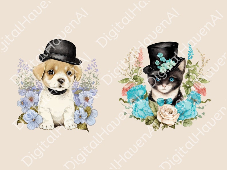 Watercolor Clipart Cute Animal PNG for Wedding Invitation Adorable Pet ...