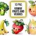 Clipart Kawaii PNG Bundle Fruit Veggie Watercolor Scrapbook Clip Art ...