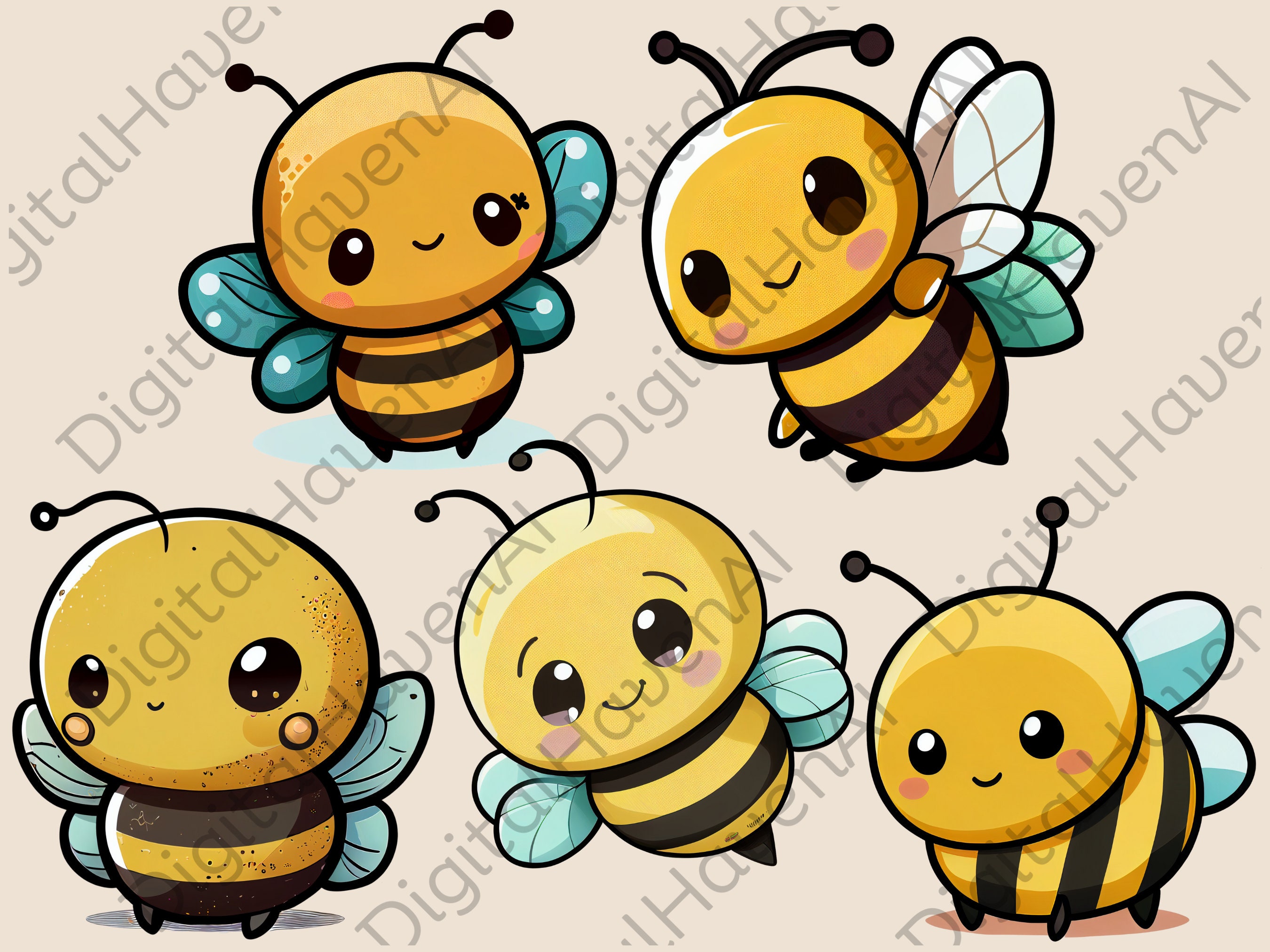 Bee PNG - Spring Clipart - Bees Clipart - Honey Bee PNG - Kawaii Bees ...