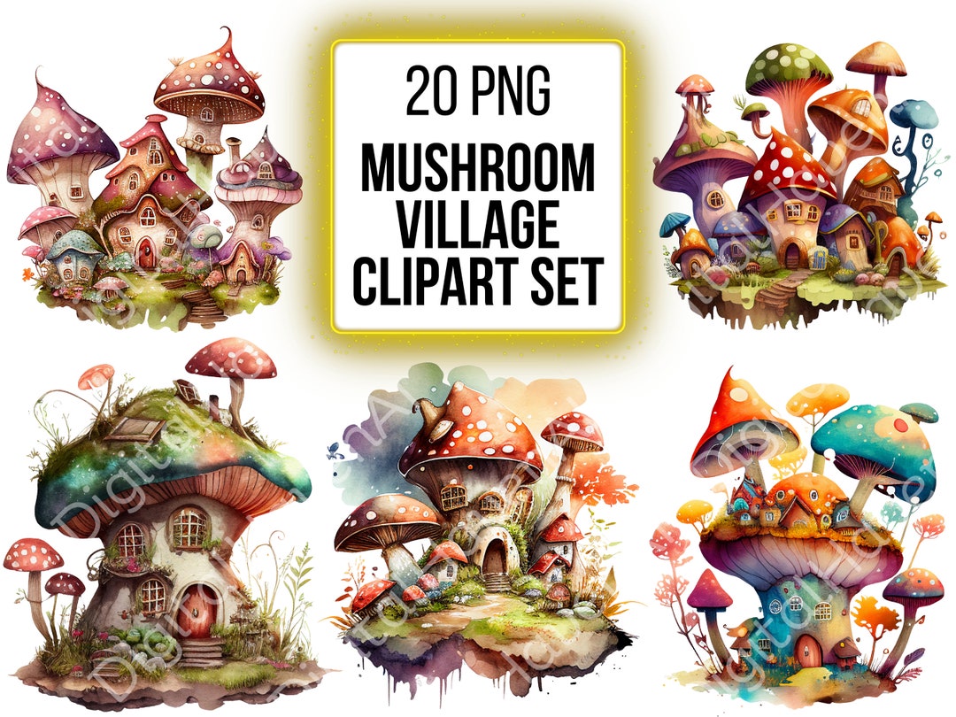 Clipart Mushroom House PNG Watercolor Scrapbook Magic Mushroom Clip Art ...