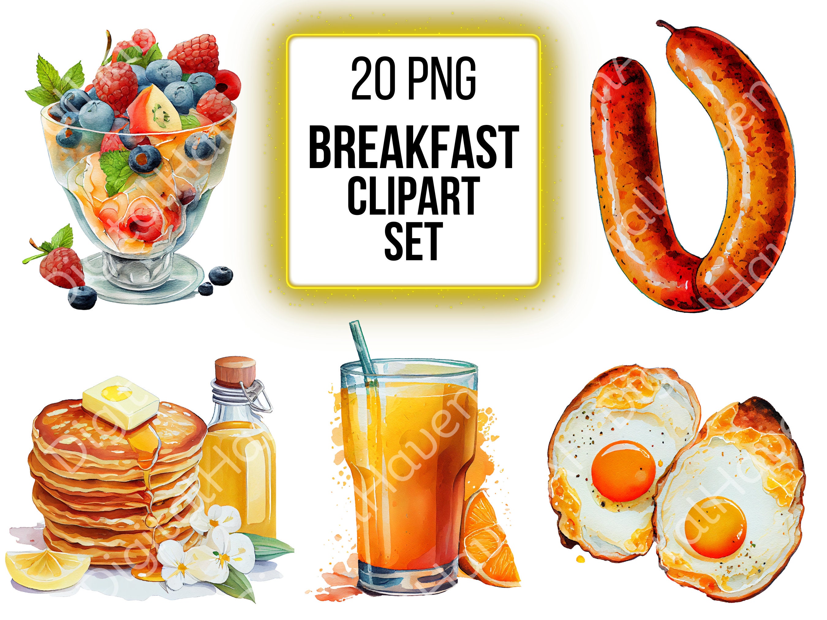 Clipart Breakfast PNG Pancakes Waffles Food Drink Watercolor Clip Art ...
