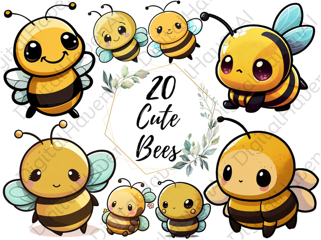 Bee PNG - Spring Clipart - Bees Clipart - Honey Bee PNG - Kawaii Bees ...
