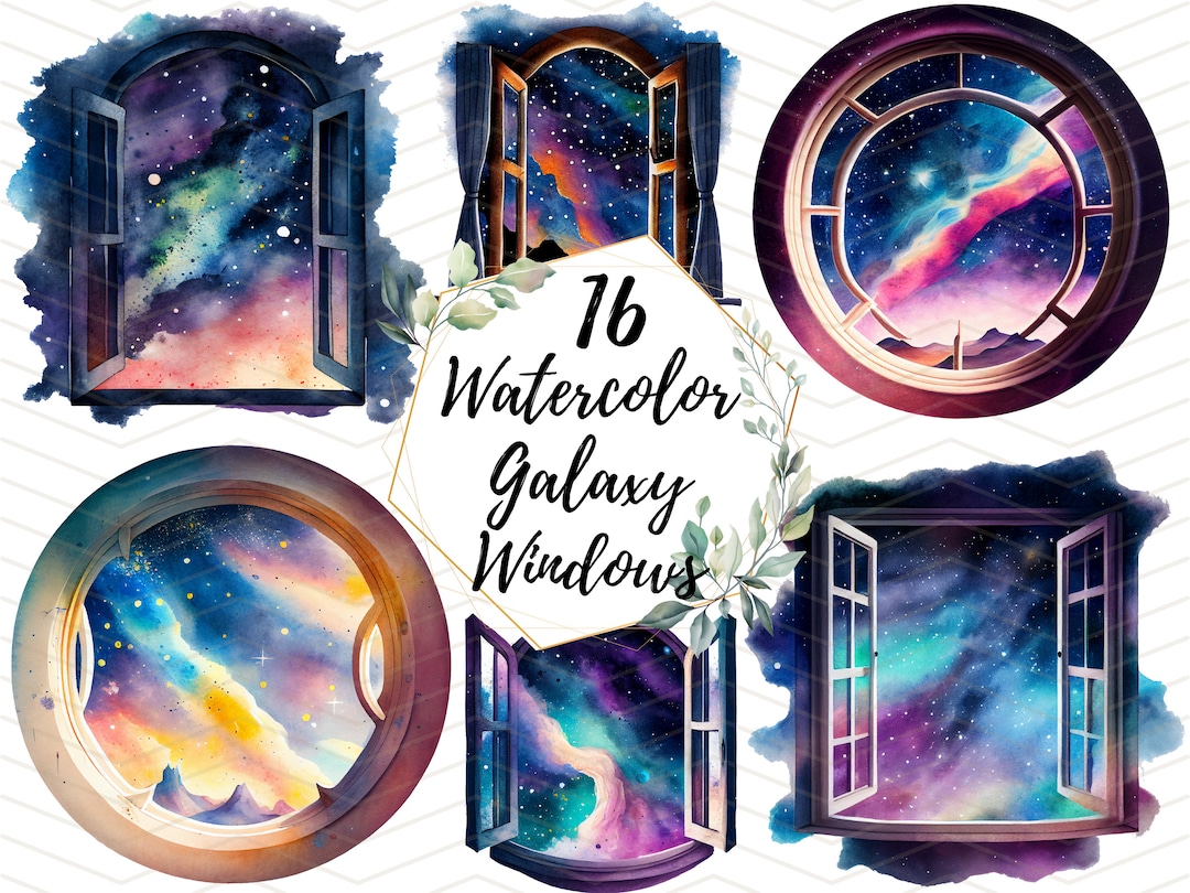 Watercolor Galaxy Windows Clipart - Space Window Clip Art - 16 PNG ...