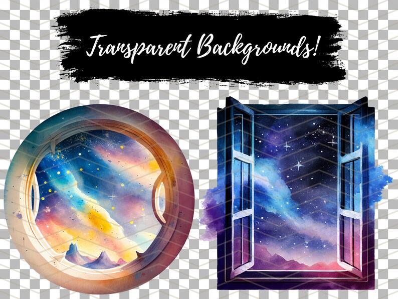Watercolor Galaxy Windows Clipart - Space Window Clip Art - 16 PNG ...