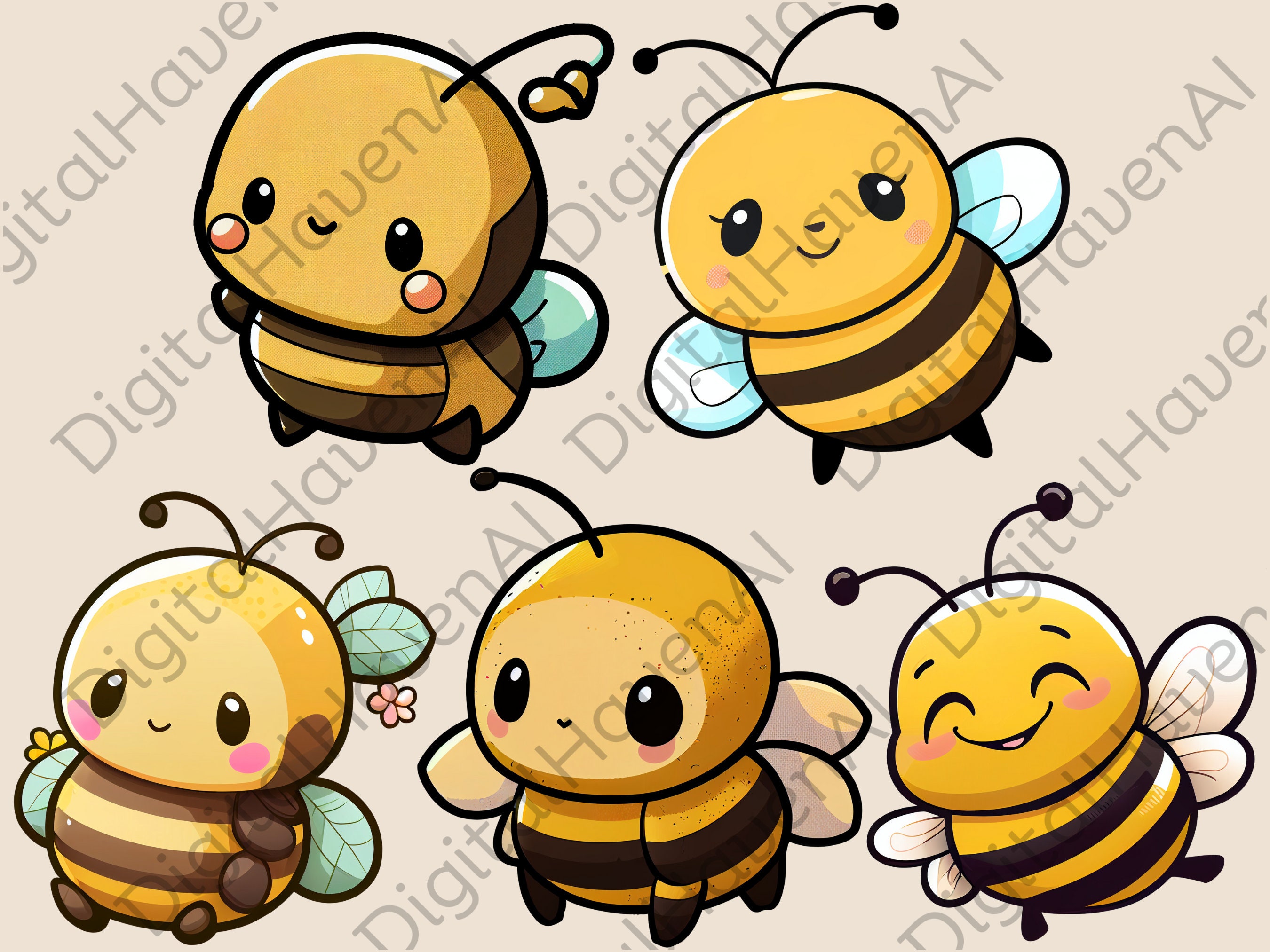 Bee PNG - Spring Clipart - Bees Clipart - Honey Bee PNG - Kawaii Bees ...