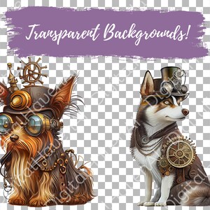 Clipart Steampunk Dogs PNG for Scrapbooking Cute Animal Watercolor Clip ...