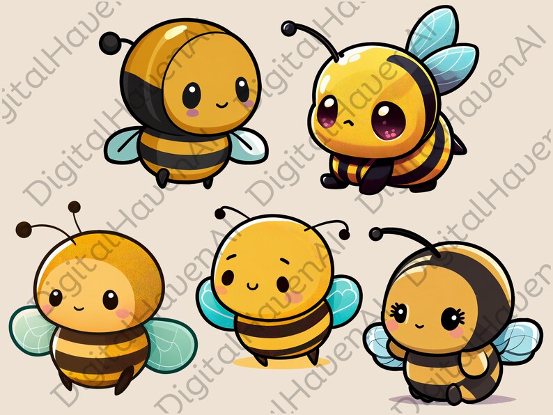 Bee PNG - Spring Clipart - Bees Clipart - Honey Bee PNG - Kawaii Bees ...