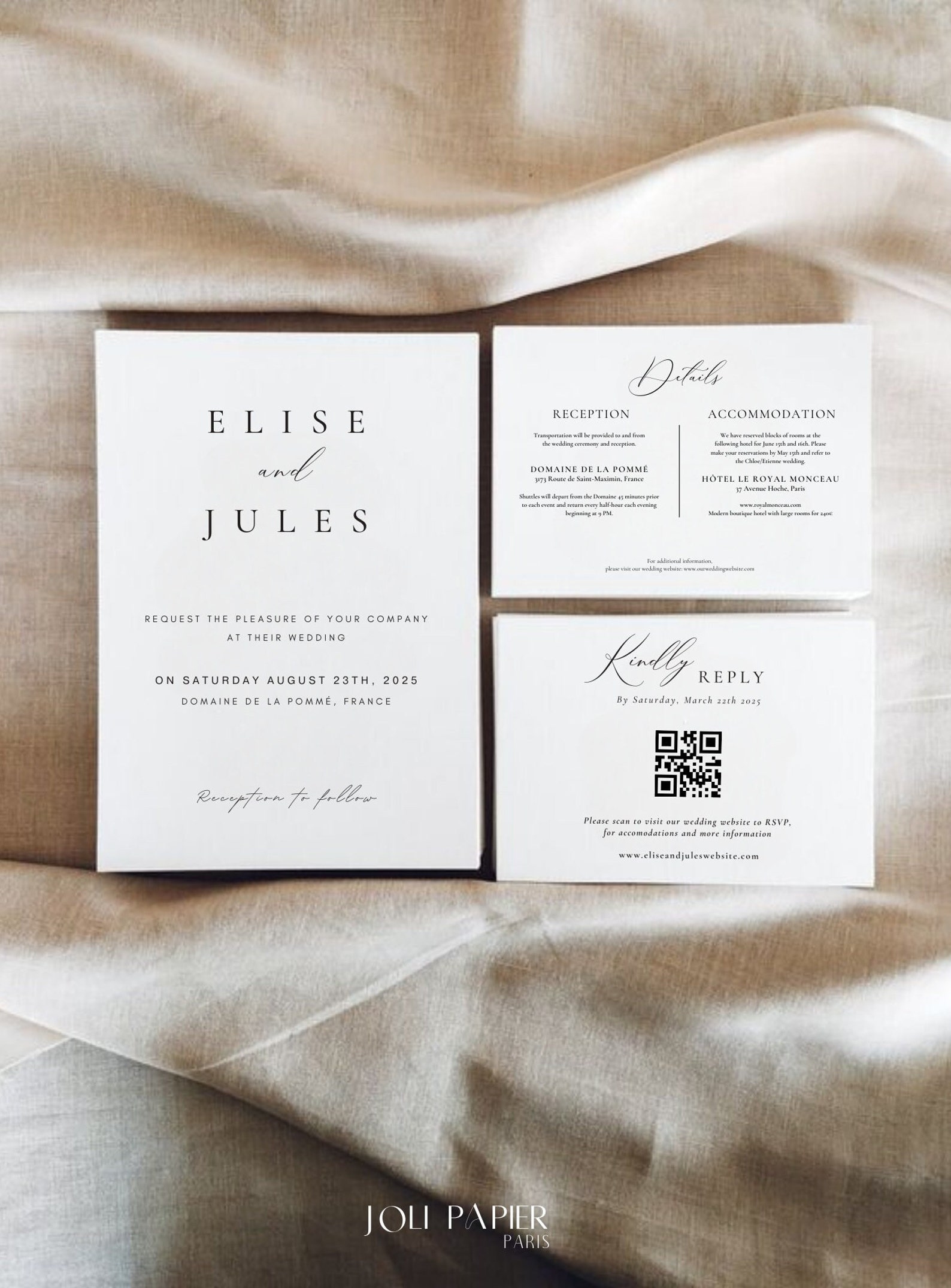 Minimalist Wedding Invitation Template Set | Elegant Wedding | QR Code ...