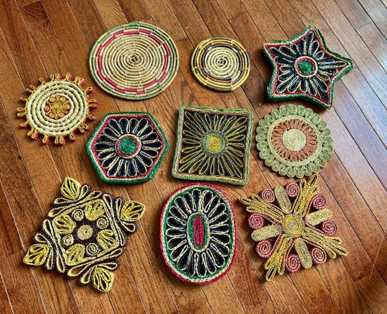 Vintage Wicker Trivets/hot Pads - Etsy