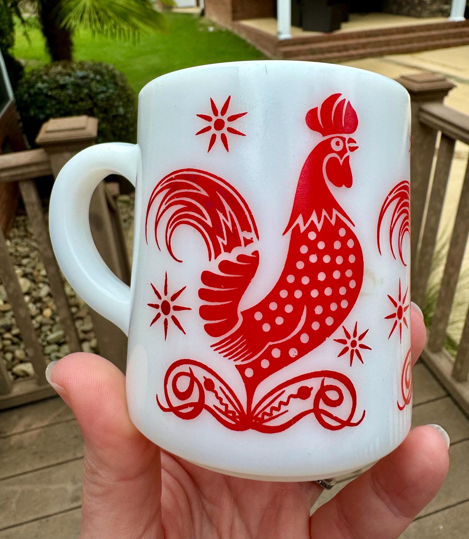 Vintage Coffee Mugs, Hazel Atlas Rooster, FTD Rainbow - Etsy