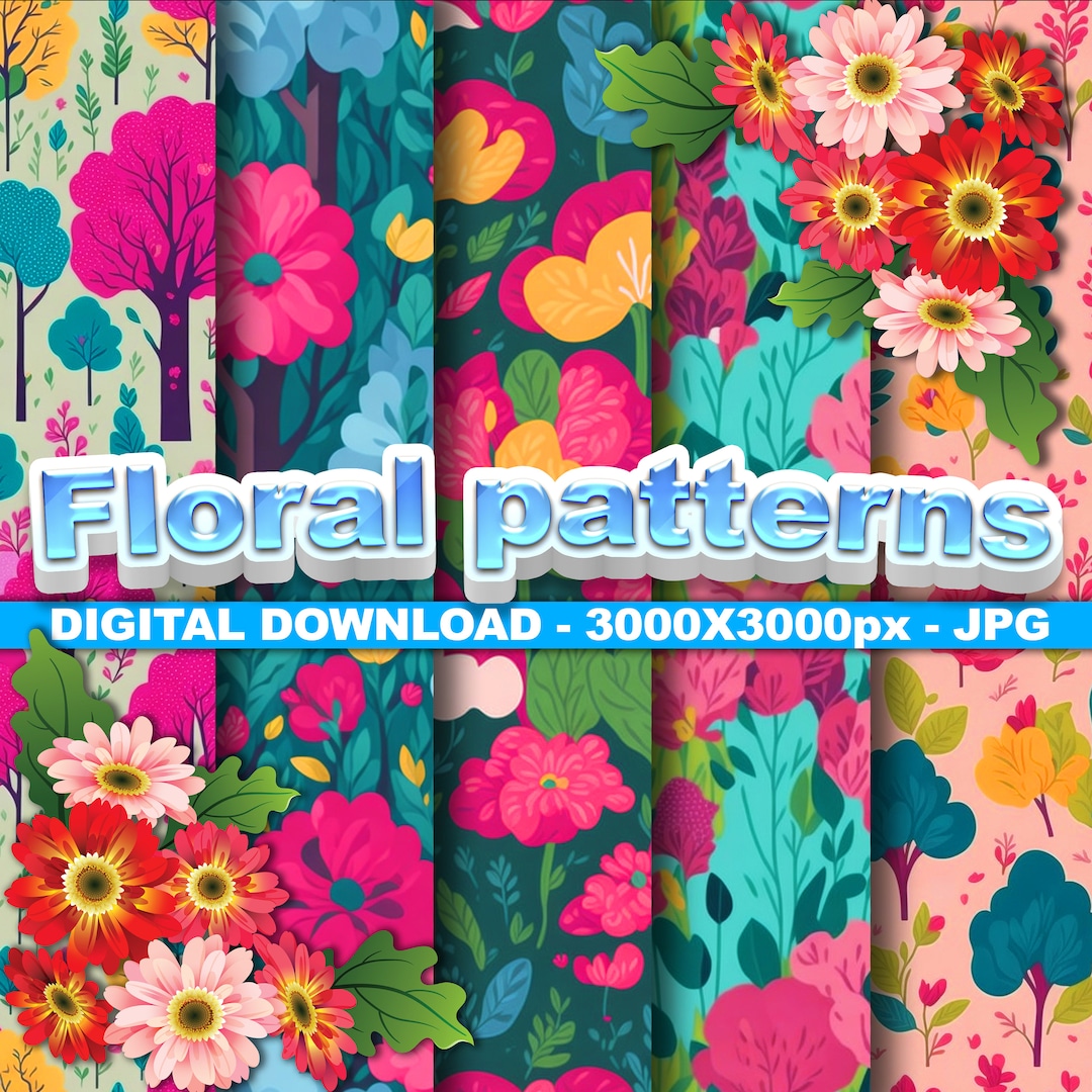 4 Harmonious Tileable Texture Patterns: Set of Very Colorful and ...
