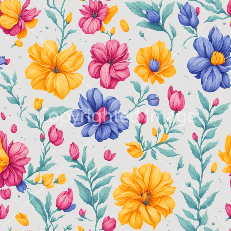 6 Patterns of Tileable Textures: Set of Very Colorful and Fun Floral ...