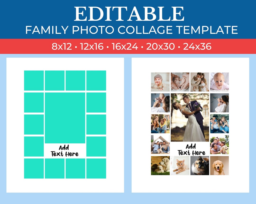 PRINTABLE 15 Photos Collage Template Canva | Photo Collage Good for 15 ...