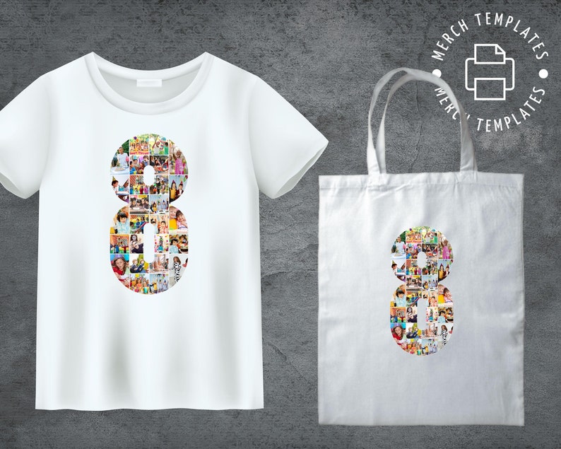 8th Number Collage Frame 8 Collage Frame Canva Editable 8th Birthday ...