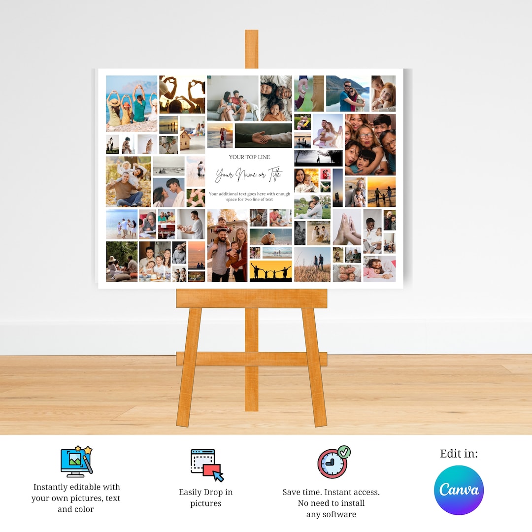 Editable Collage Stand for 60 Cherished Family Photos - Etsy