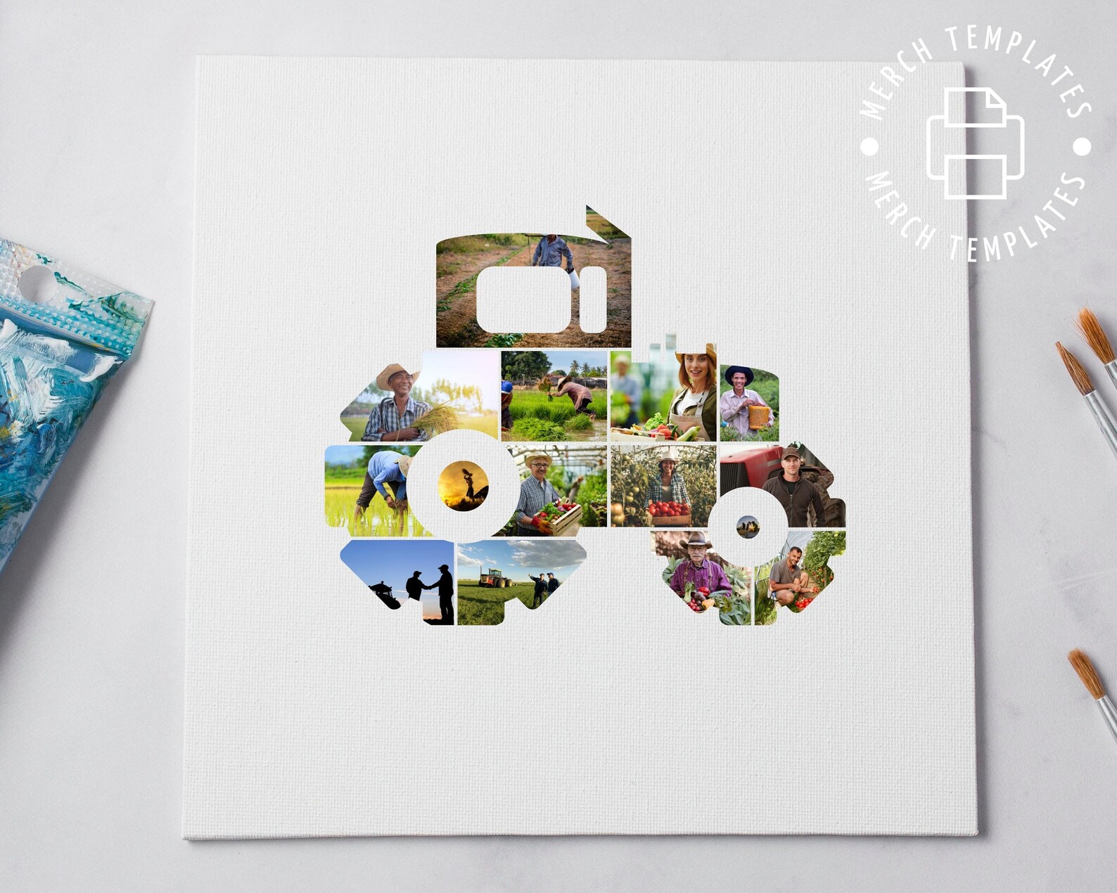 PRINTABLE Tractor Gift Collage Template | Editable Collage Tractor ...