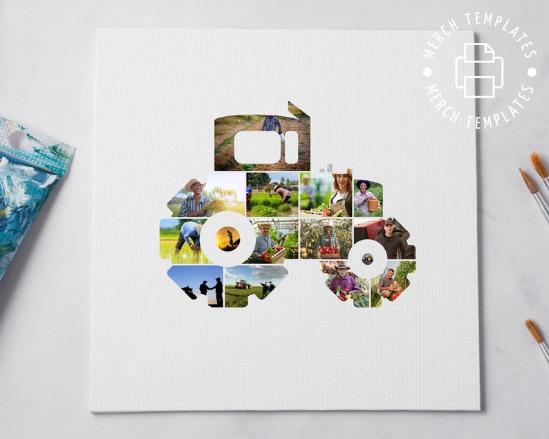 PRINTABLE Tractor Gift Collage Template | Editable Collage Tractor ...