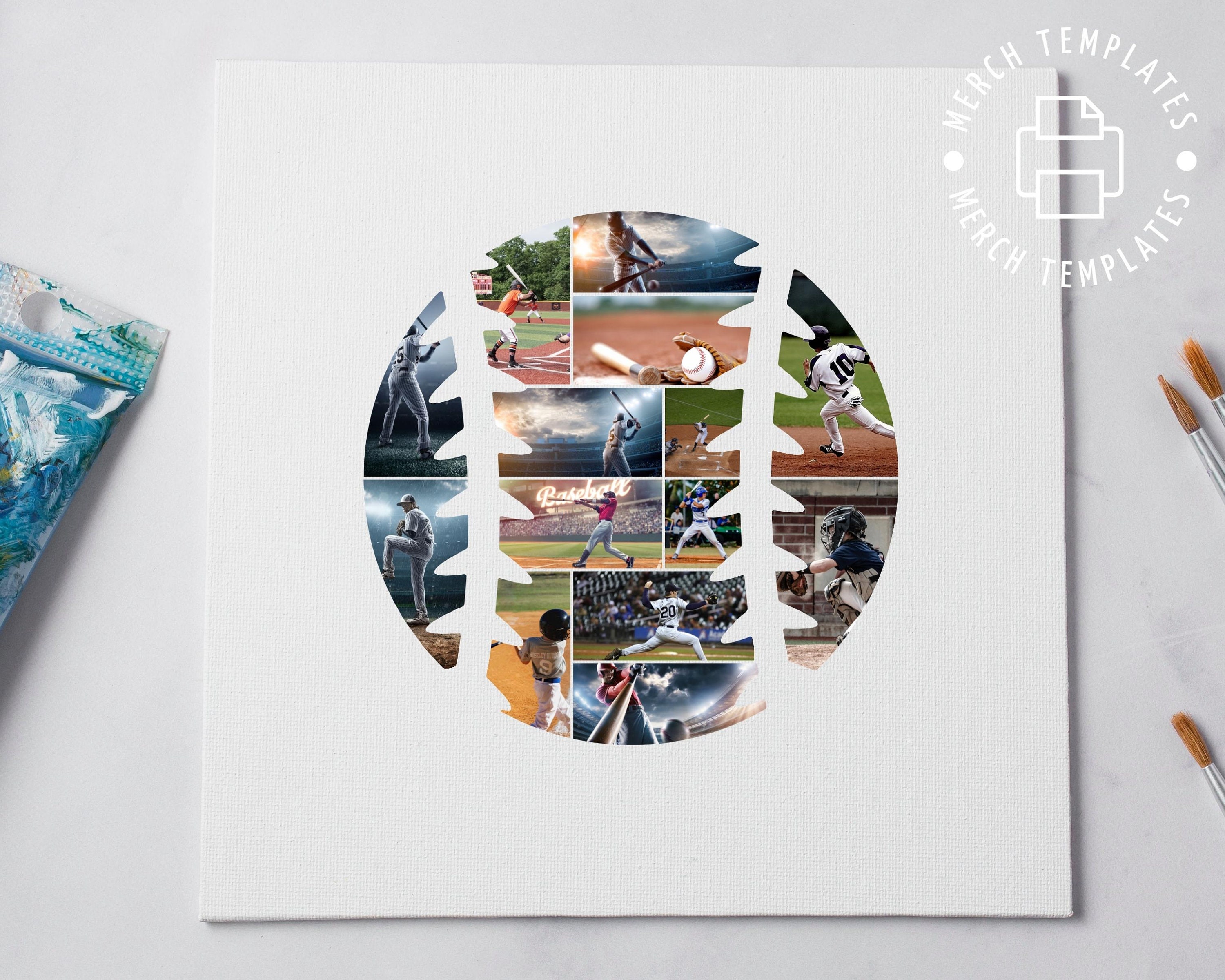 PRINTABLE Baseball Collage Frame Baseball Picture Template Baseball ...