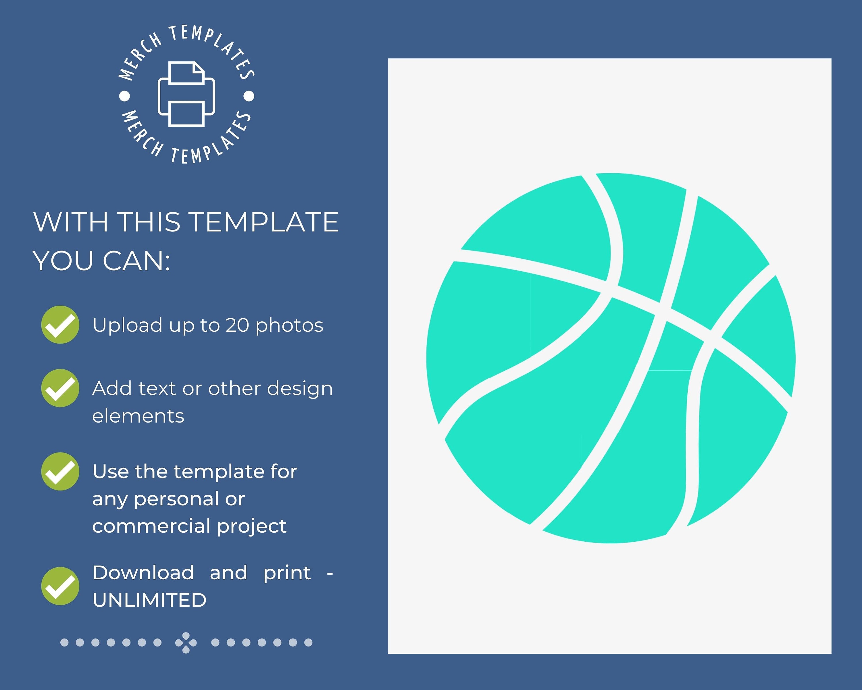 PRINTABLE EDITABLE Basketball Picture Frame Basketball Picture Template ...