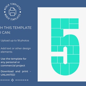 5th Number Collage Frame | 5 Collage Frame Canva Editable | 5th ...
