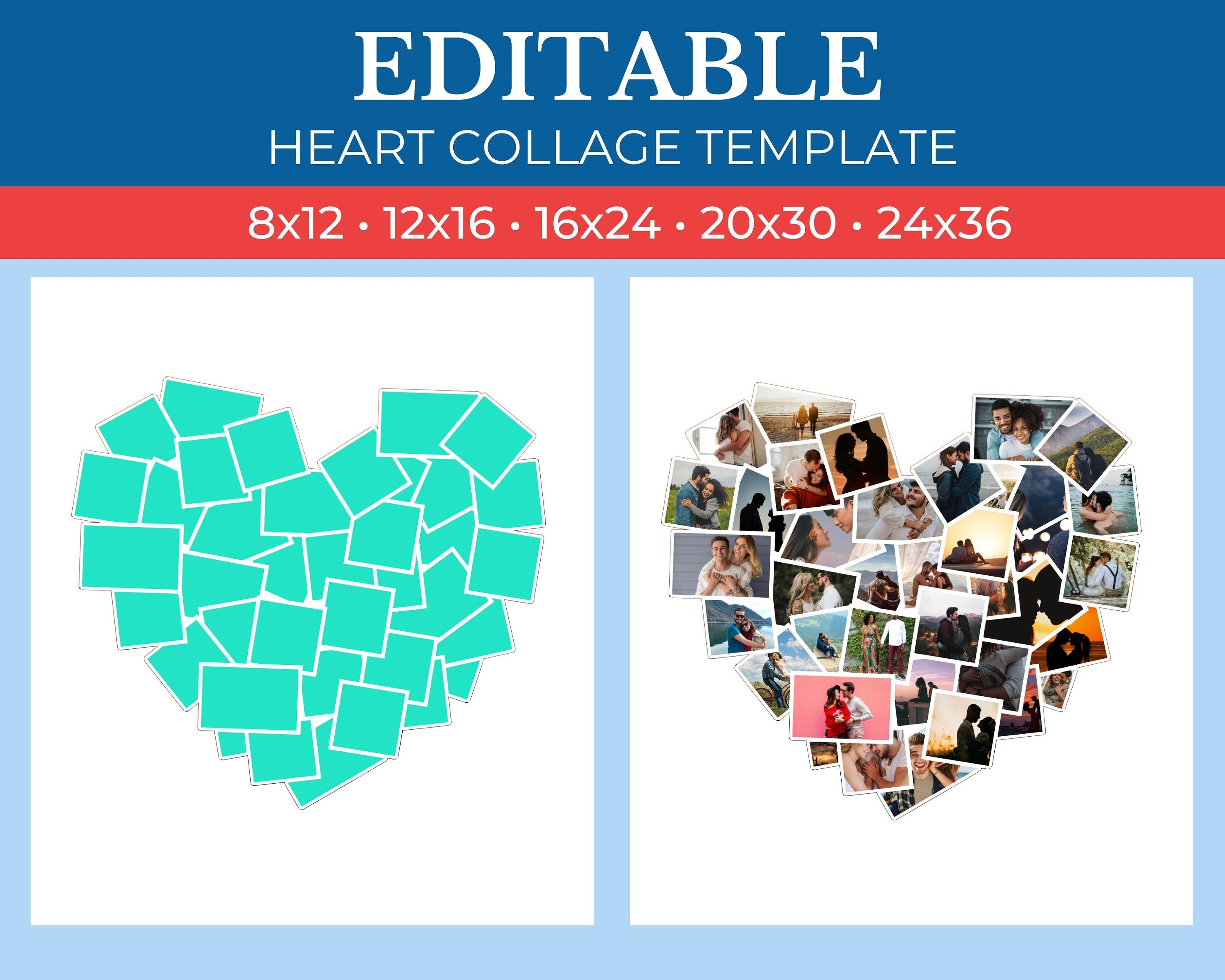 Picture Collage Heart Photo Template Gridart Canva Image Collage Pic ...