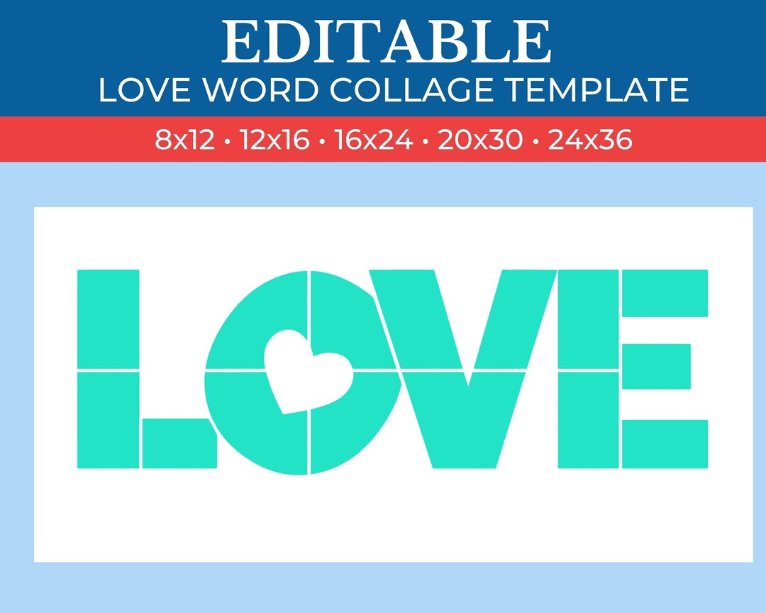 PRINTABLE Love Heart Number Collage Frame | Love Heart Birthday Collage ...