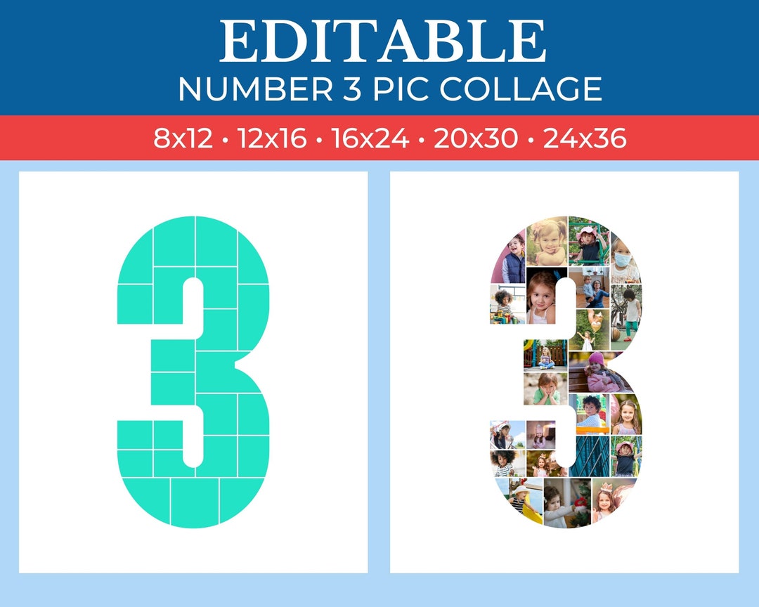 3rd Number Collage Frame | 3 Collage Frame Canva Editable | 3rd ...