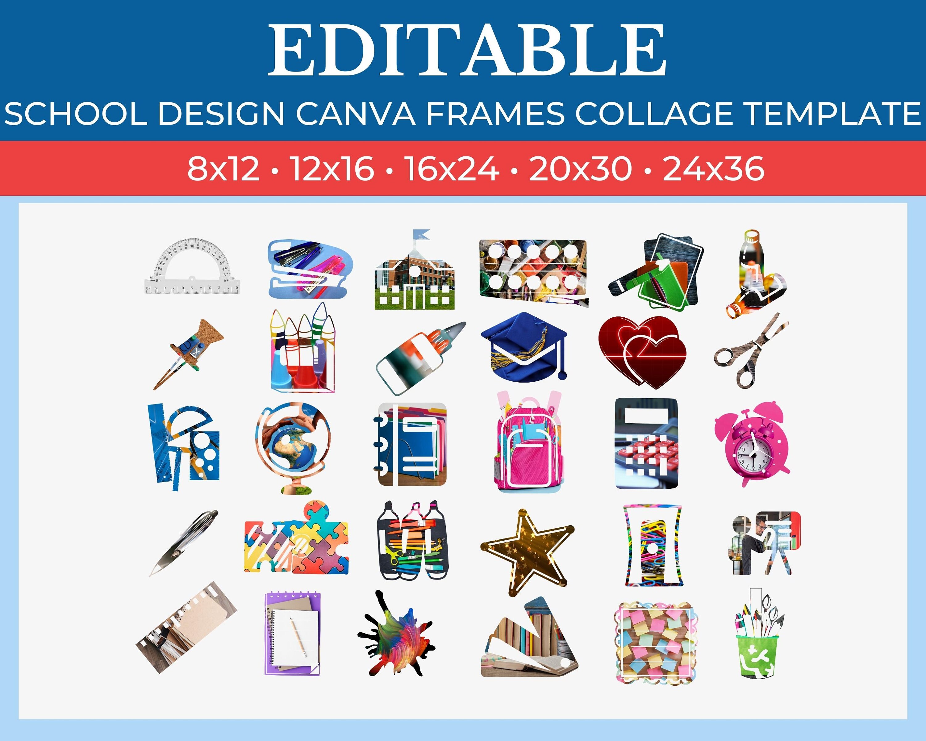 Picture Collage School Design Template Gridart Canva Pic - Etsy
