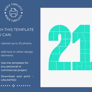 21 Number Collage Frame | 21st Collage Frame Canva Editable | 21st ...