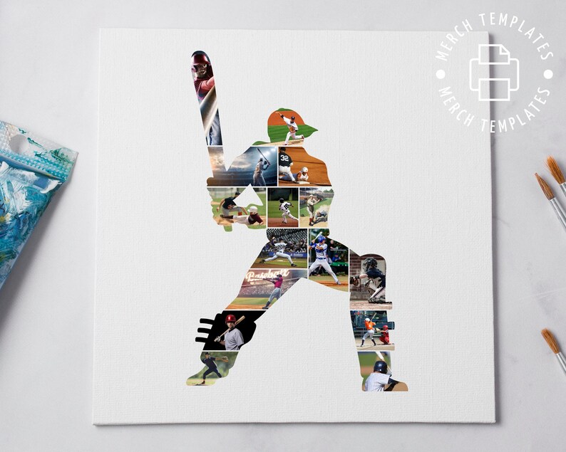 Baseball Player Collage Canva Template Editable Collage Download and ...