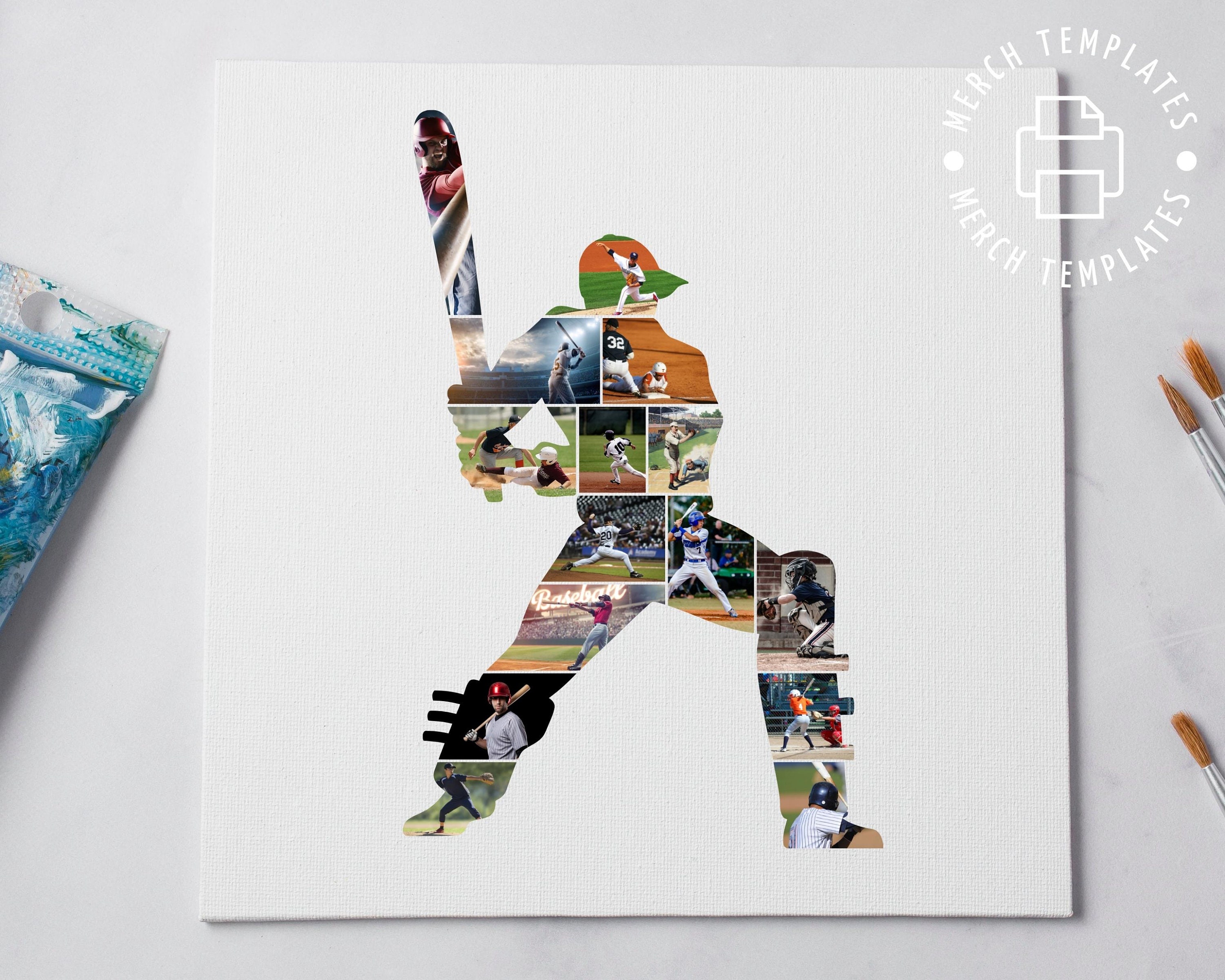 Baseball Player Collage Canva Template Editable Collage Download and ...