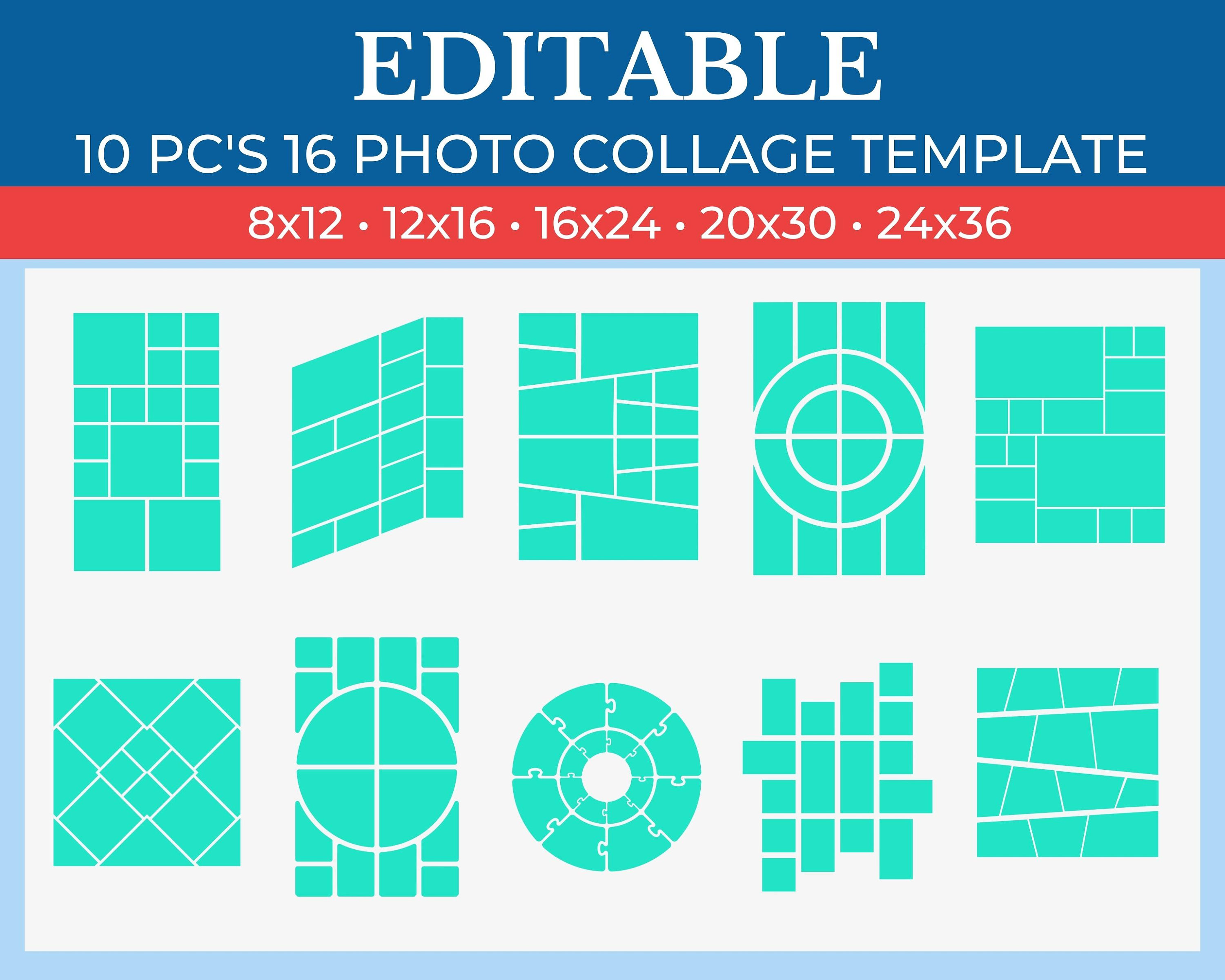 Picture Collage 16 Photo Collage Template | Gridart Canva | Image ...