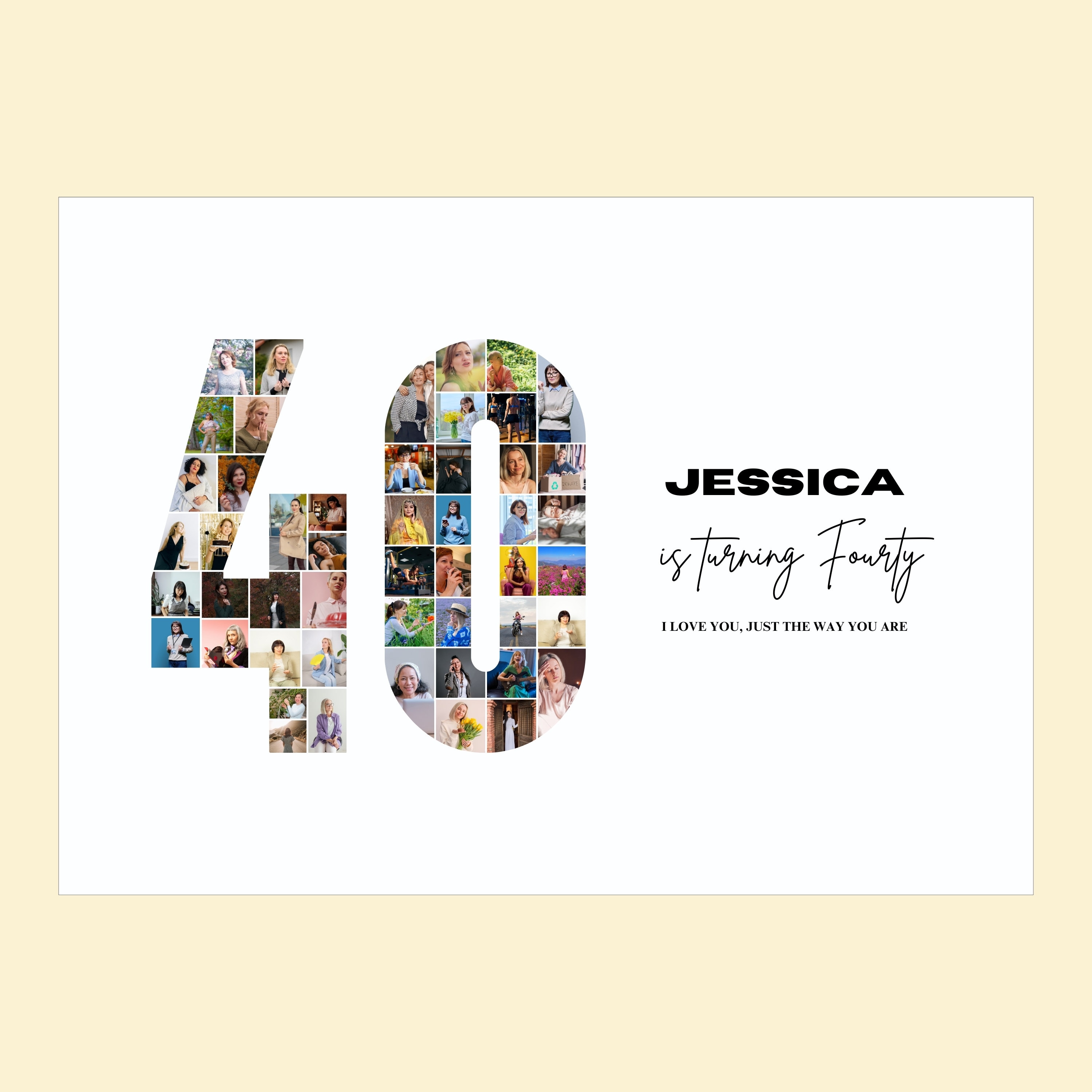 Editable 40th Birthdat Year Photo Collage - Personalized Frame for ...