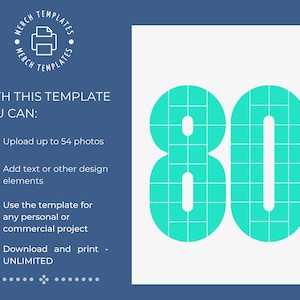 80 Number Collage Frame | 80 Collage Frame Canva Editable | 80th ...