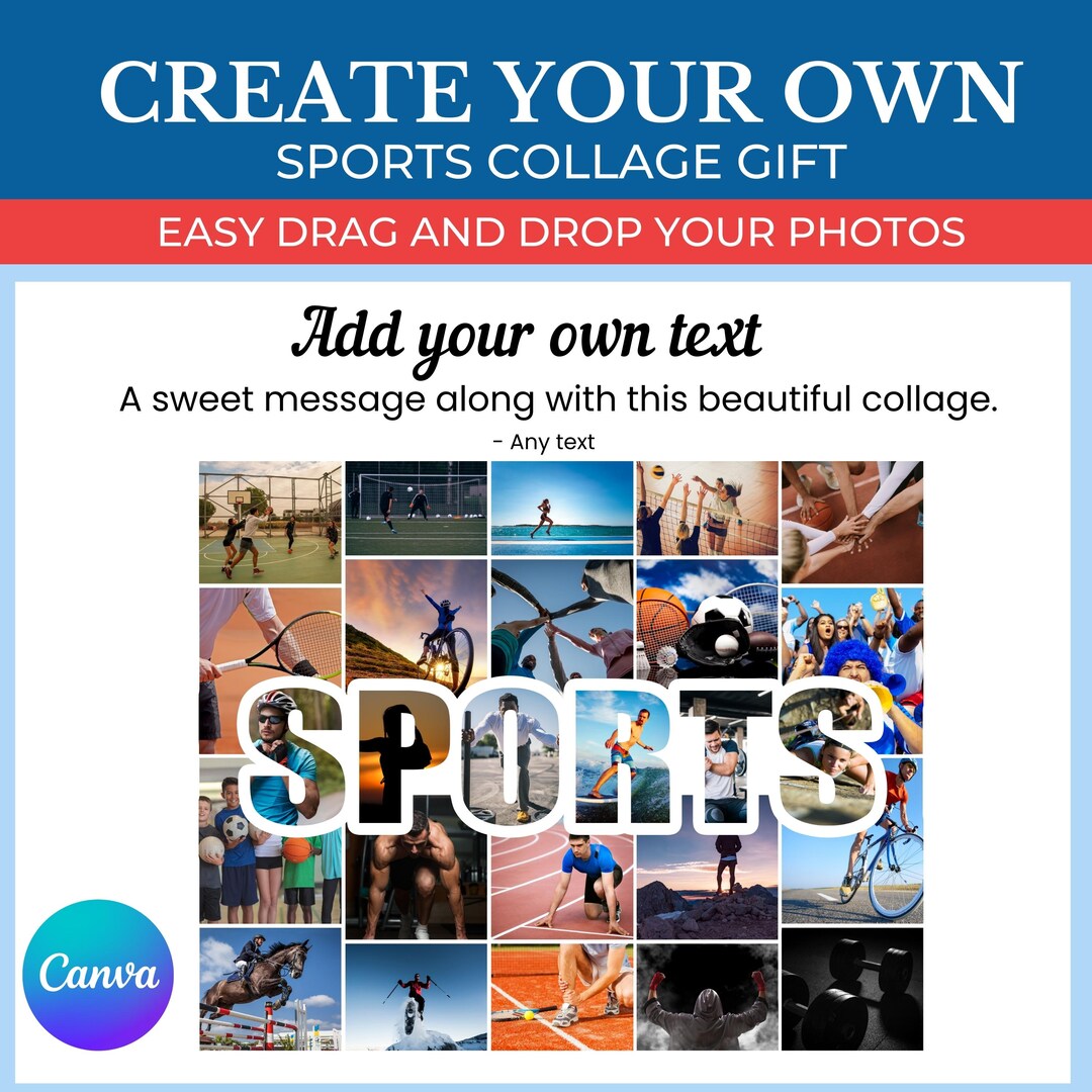 Sports Gift Collage Template | Editable Collage for Sports Fans Gifts ...