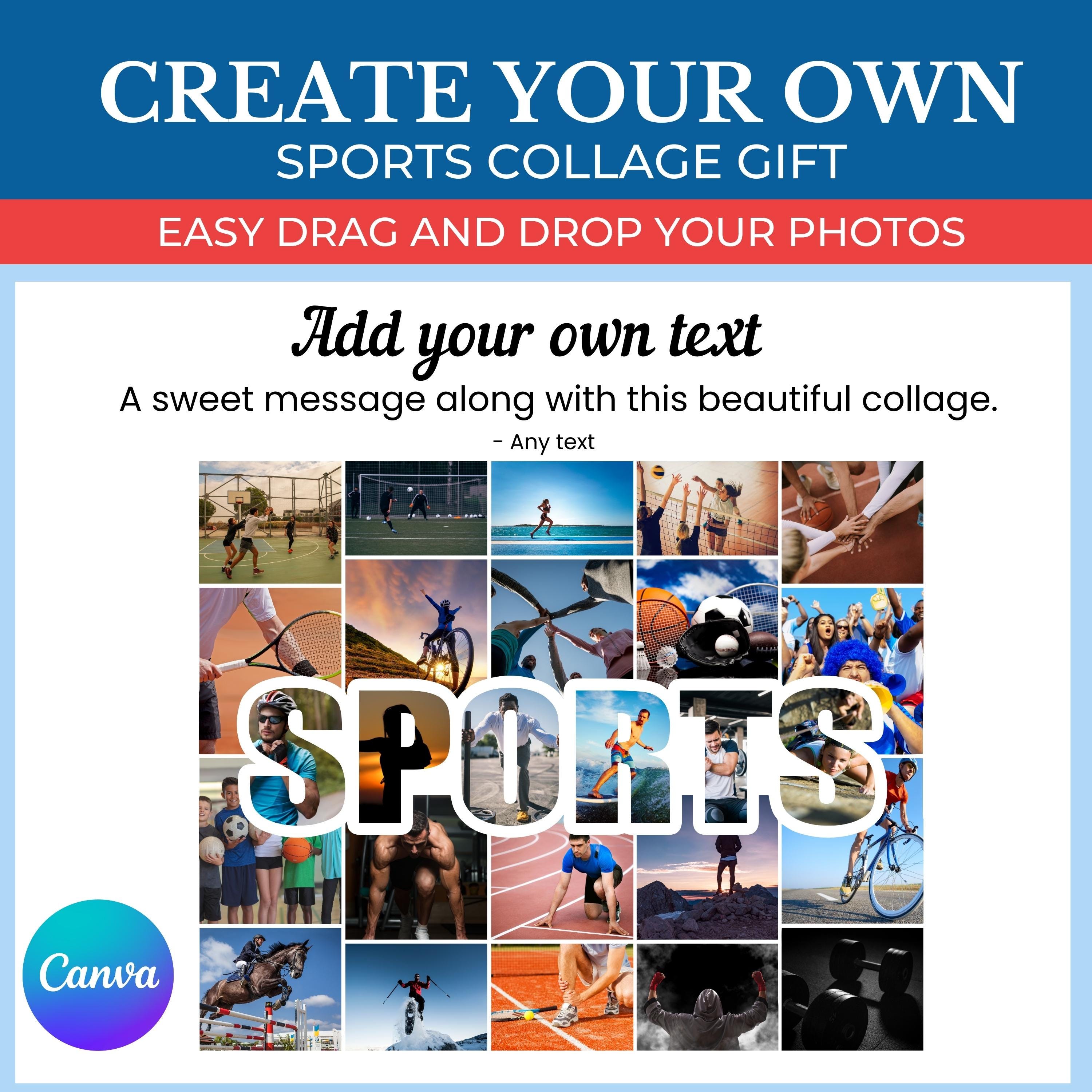 Sports Gift Collage Template | Editable Collage for Sports Fans Gifts ...