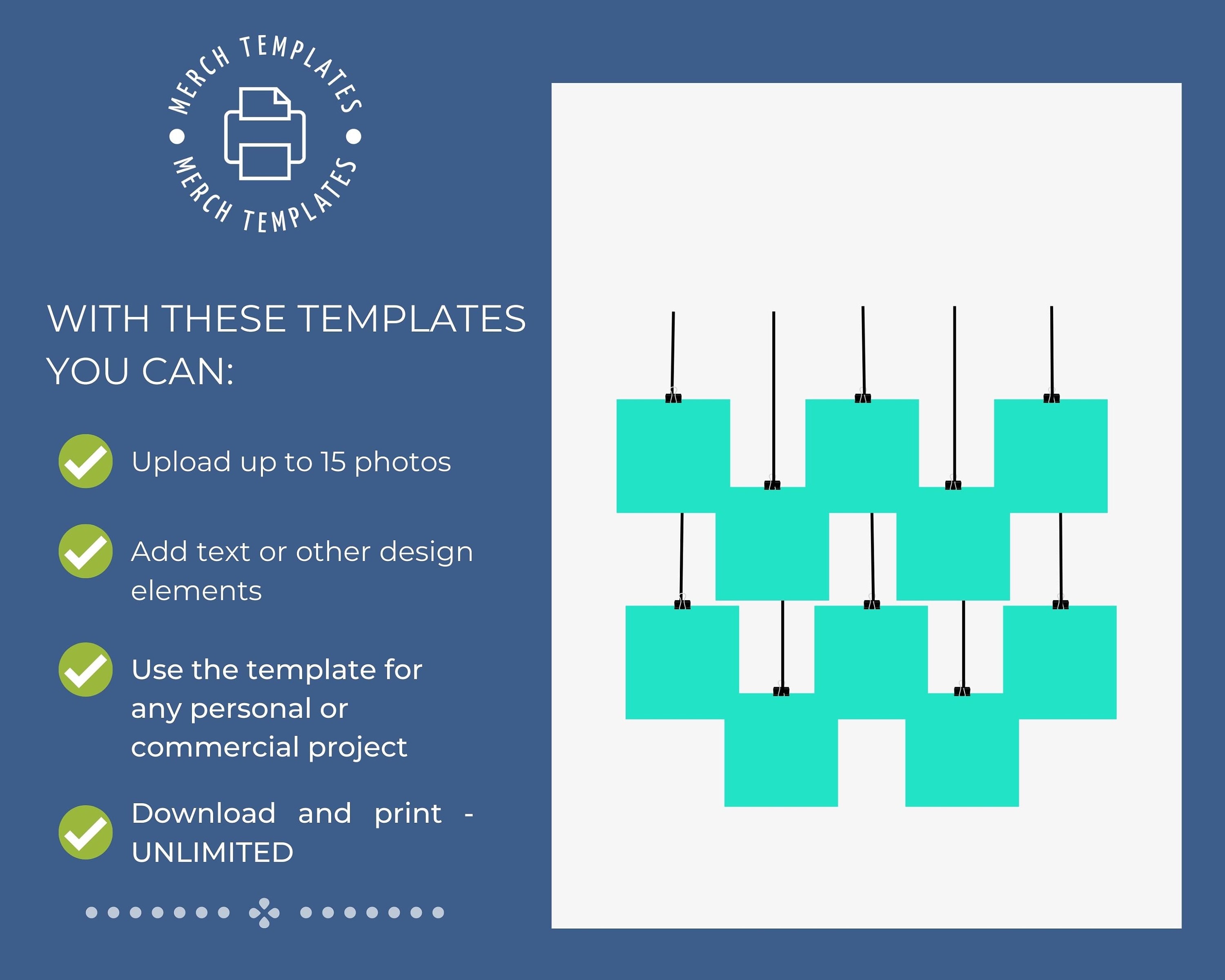 PRINTABLE Hanging Polaroid Picture Template | Gridart Canva | Image ...
