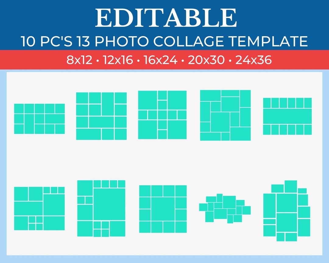 Picture Collage 13 Photo Template | Gridart Canva | Image Collage | Pic ...