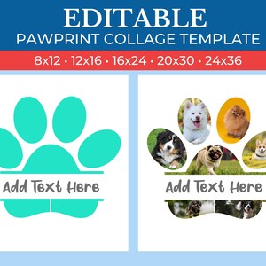 PRINTABLE Paw Print Gift Collage Template | Collage for Dog Lovers ...