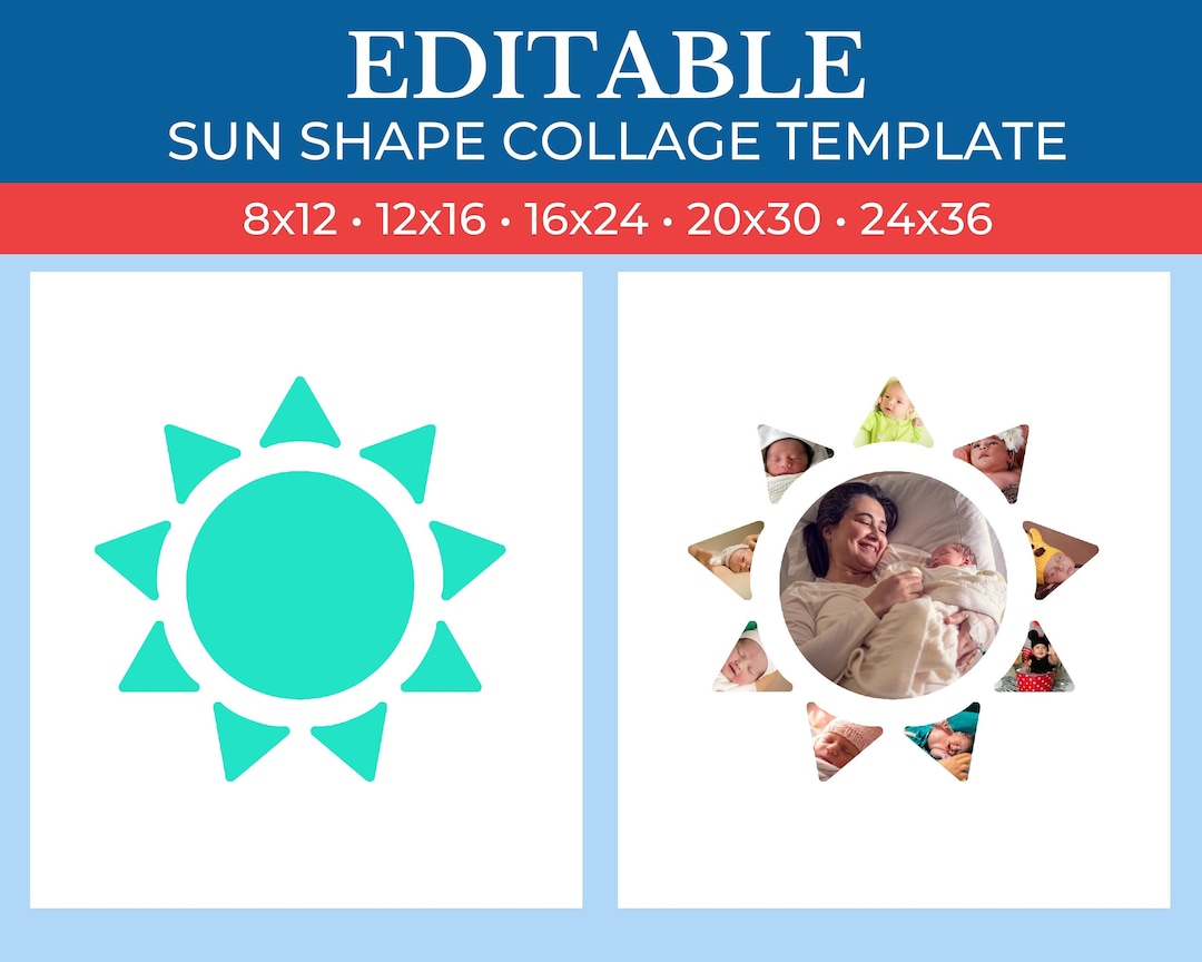 Picture Collage Sun Template | Gridart Canva | Image Collage | Pic ...