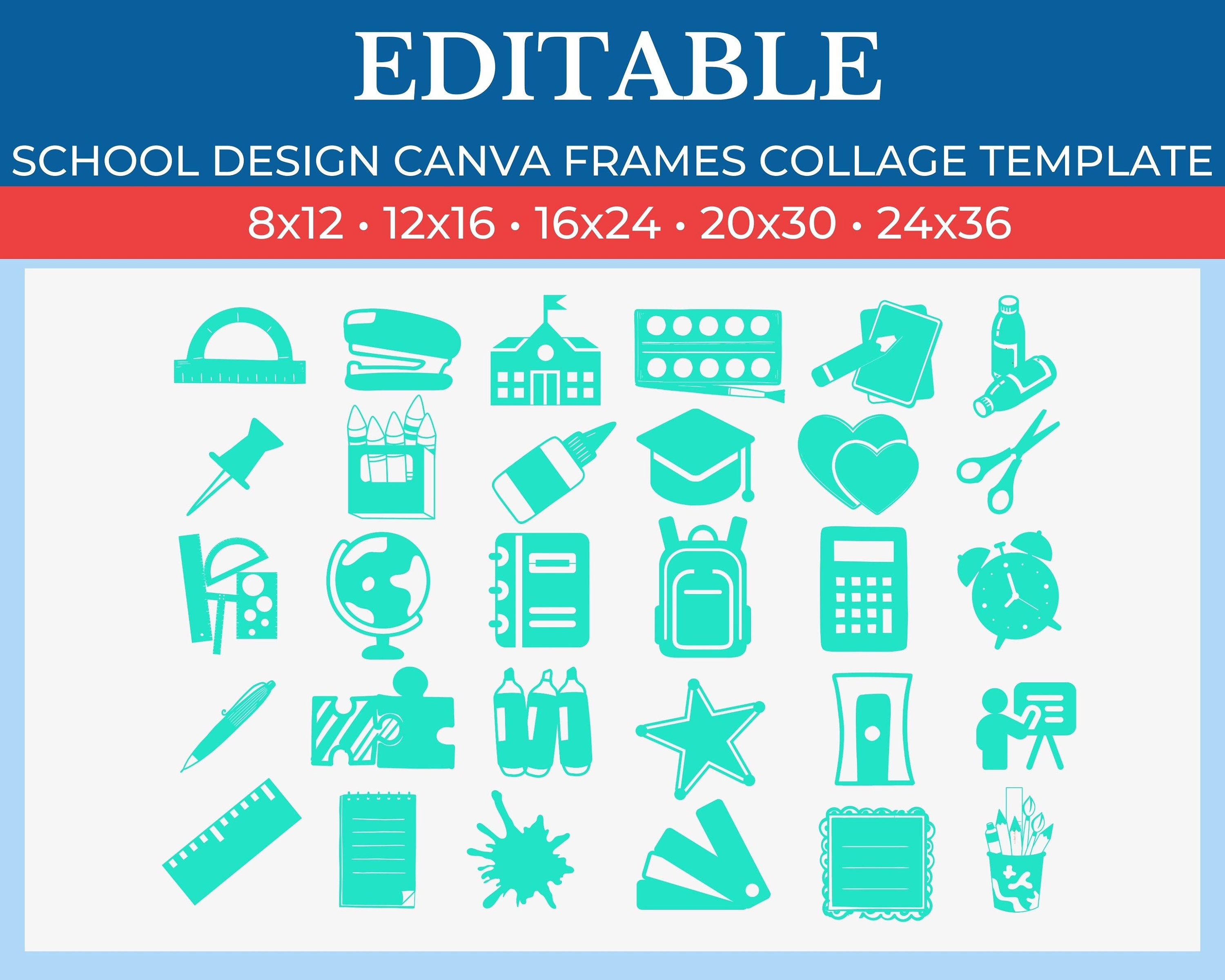 Picture Collage School Design Template Gridart Canva Pic - Etsy