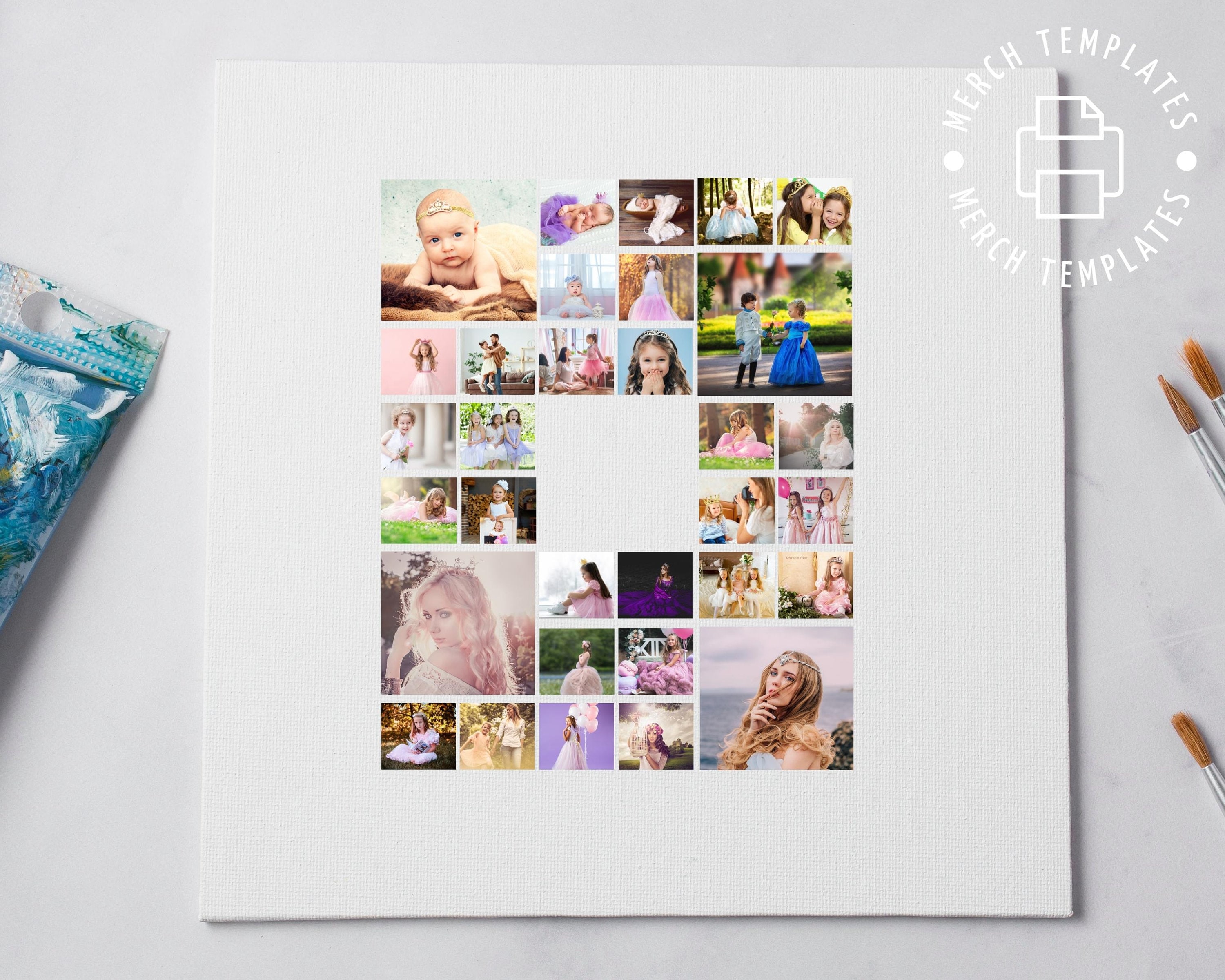 PRINTABLE 32 Number Collage Frame | 32 Collage Frame Canva Editable ...