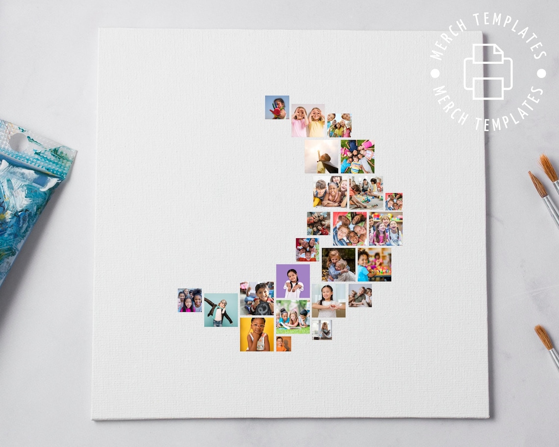 Picture Collage Moon Shape Template Gridart Canva Image - Etsy