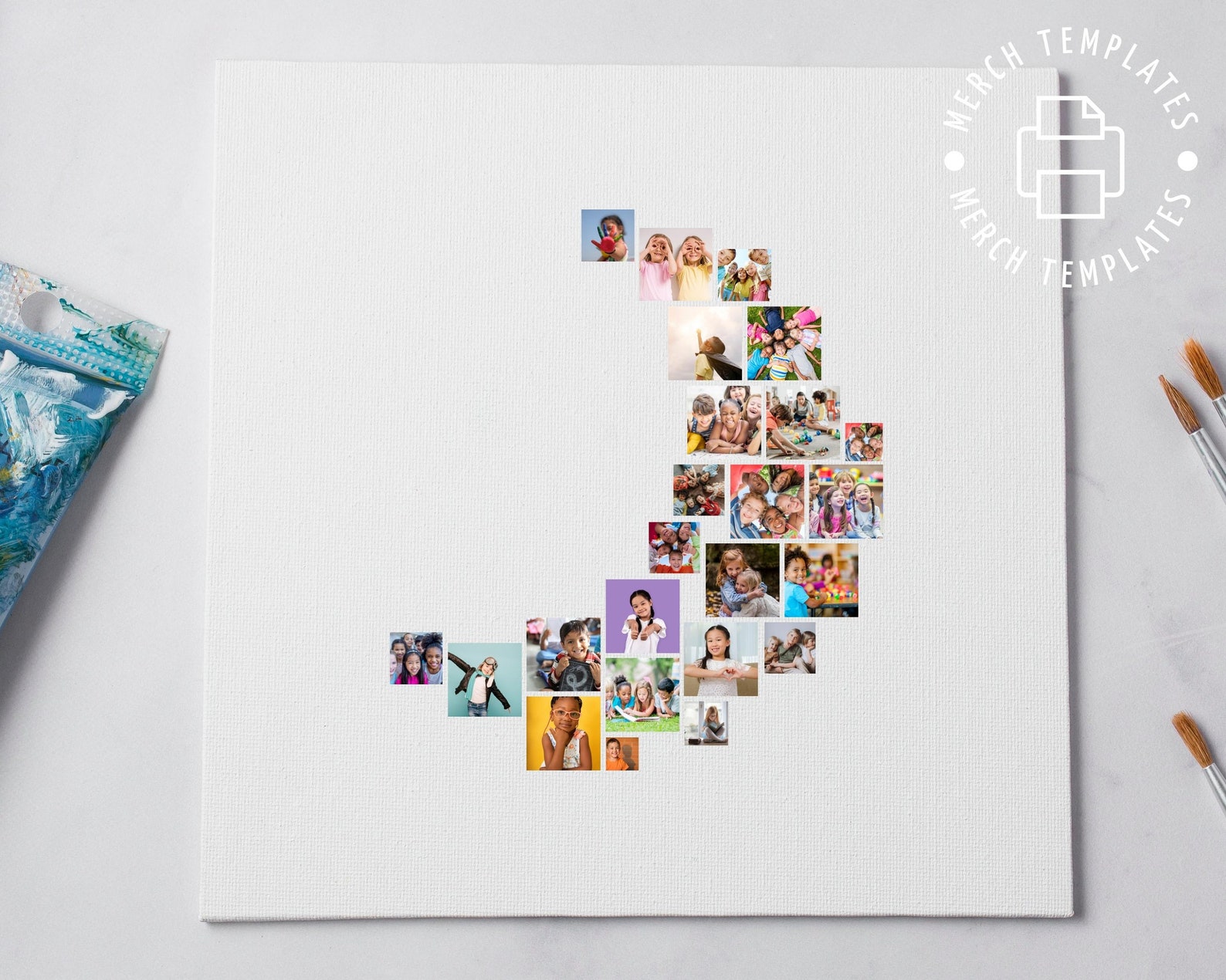 Picture Collage Moon Shape Template Gridart Canva Image Collage Moon ...