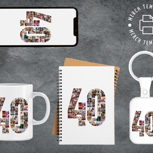 40 Number Collage Frame | 40 Collage Frame Canva Editable | 40th ...
